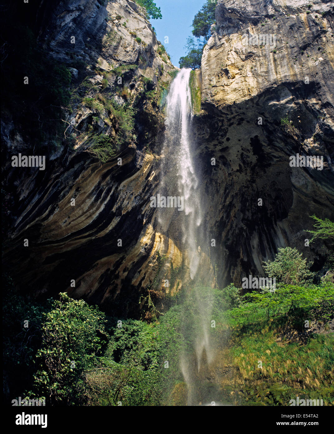 View of the Cascade de Courmes waterfall, Provence-Alpes-Cote d'Azur ...