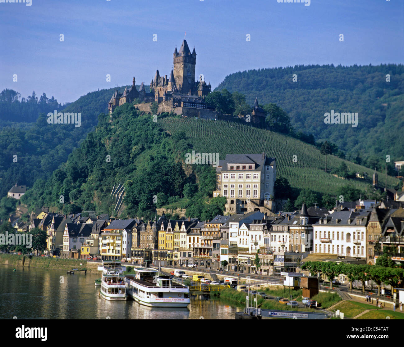 View of Cochem showing the Cochem Imperial Castle, Rhineland-Palatinate ...
