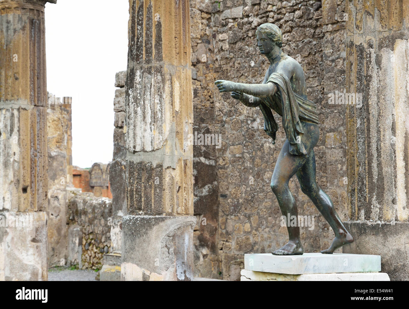 Excavated sculpture in the ruins of the ancient city Pompeii Stock ...