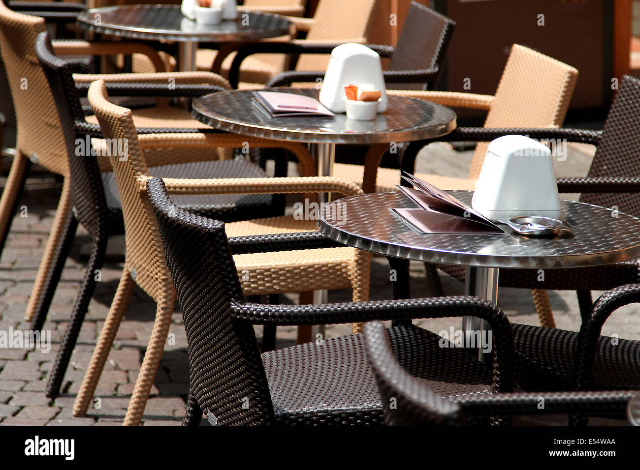 series of tables and chairs for an outdoor Cafe in a European ...