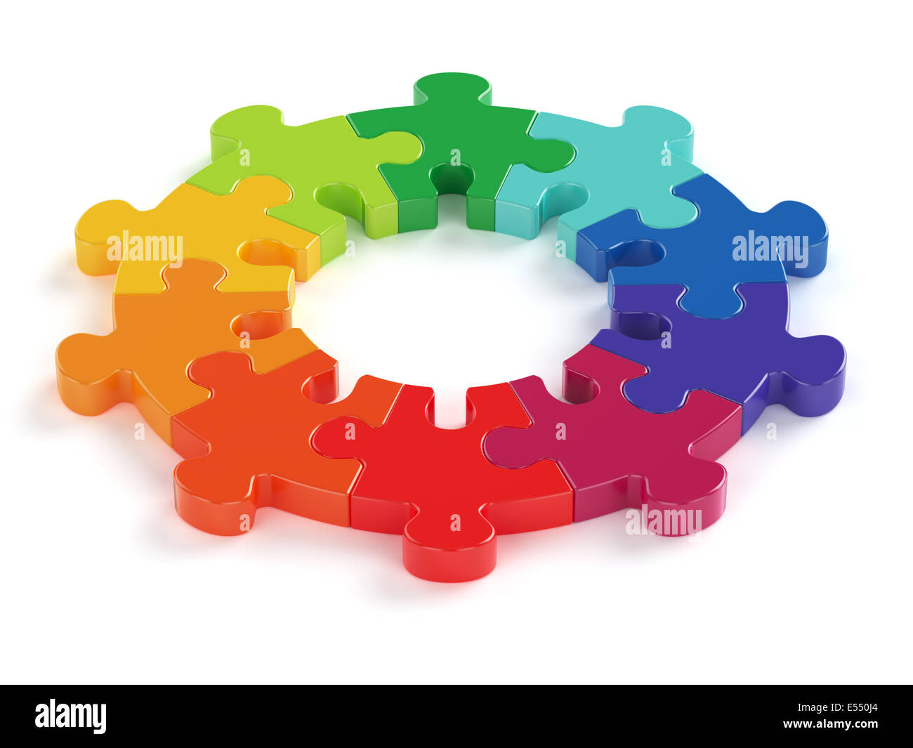 3d render of colorful jigsaw isolated on white background Stock Photo ...