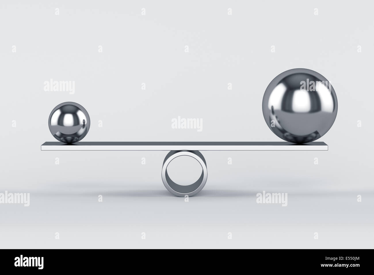 3d render of balanced chrome spheres. Concept of balance Stock Photo ...
