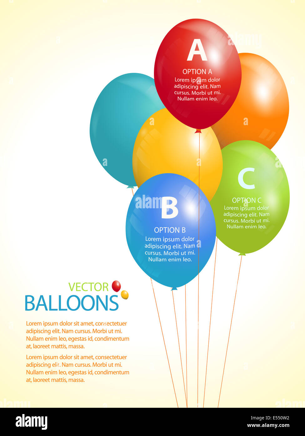 Balloon Infographic Vector Background with Sample Text Stock Photo - Alamy