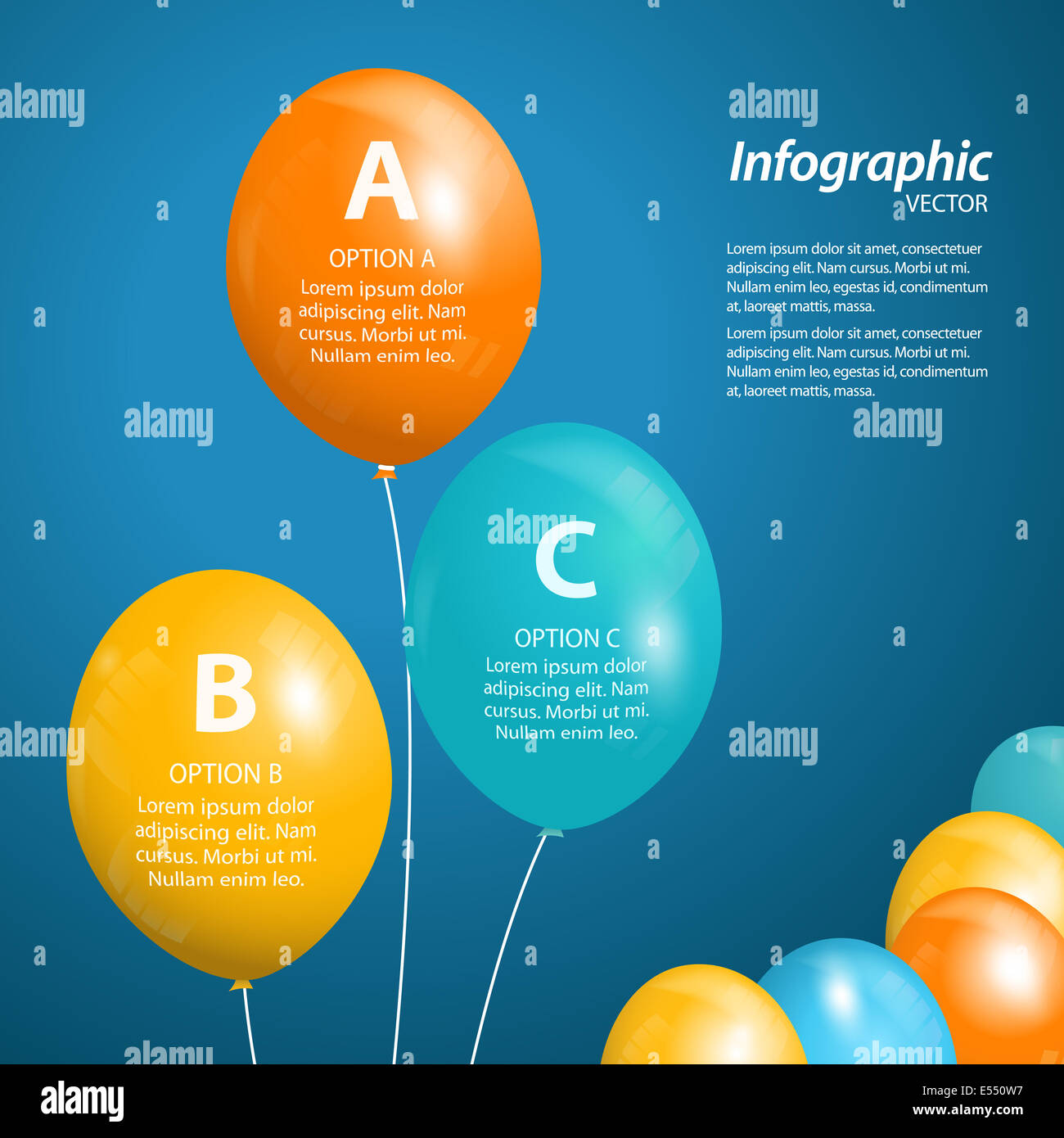 Balloon Infographic Vector Background with Sample Text Stock Photo - Alamy