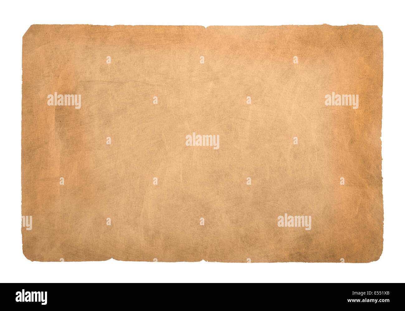 Dirty old scratched parchment with jagged edges isolated on white Stock ...