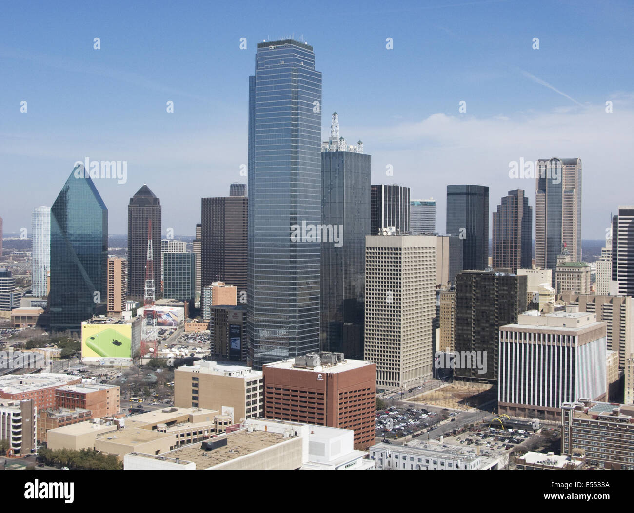 View of city centre with skyscrapers, Texas, U.S.A., March Stock Photo ...