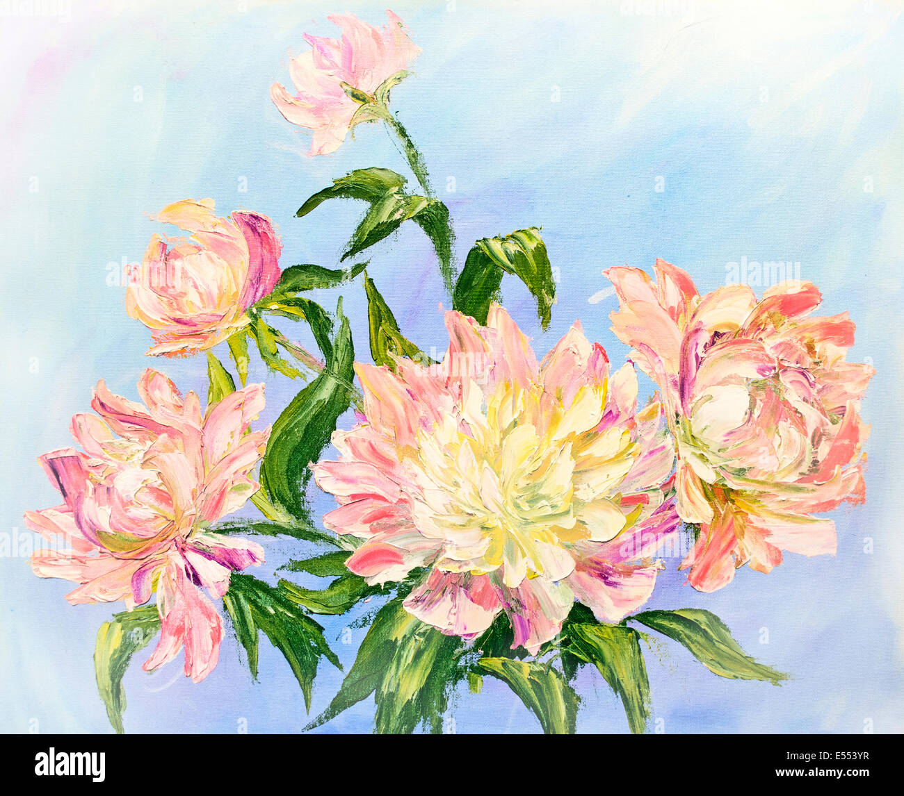 Peonies, oil painting on canvas Stock Photo - Alamy