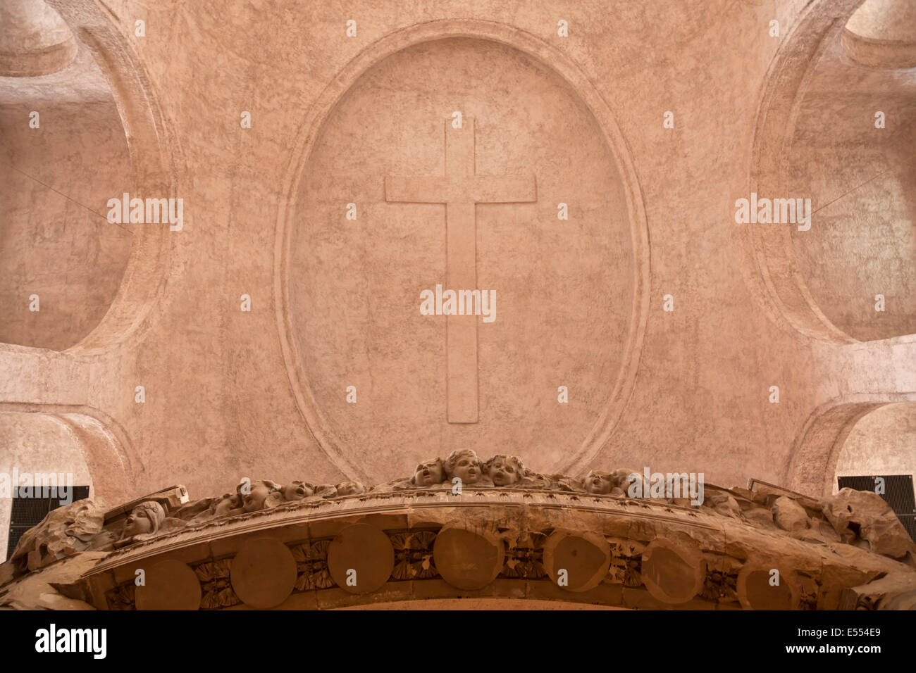 Cross at the ceiling of the Kreuzkirche or Church of the Holy Cross in ...