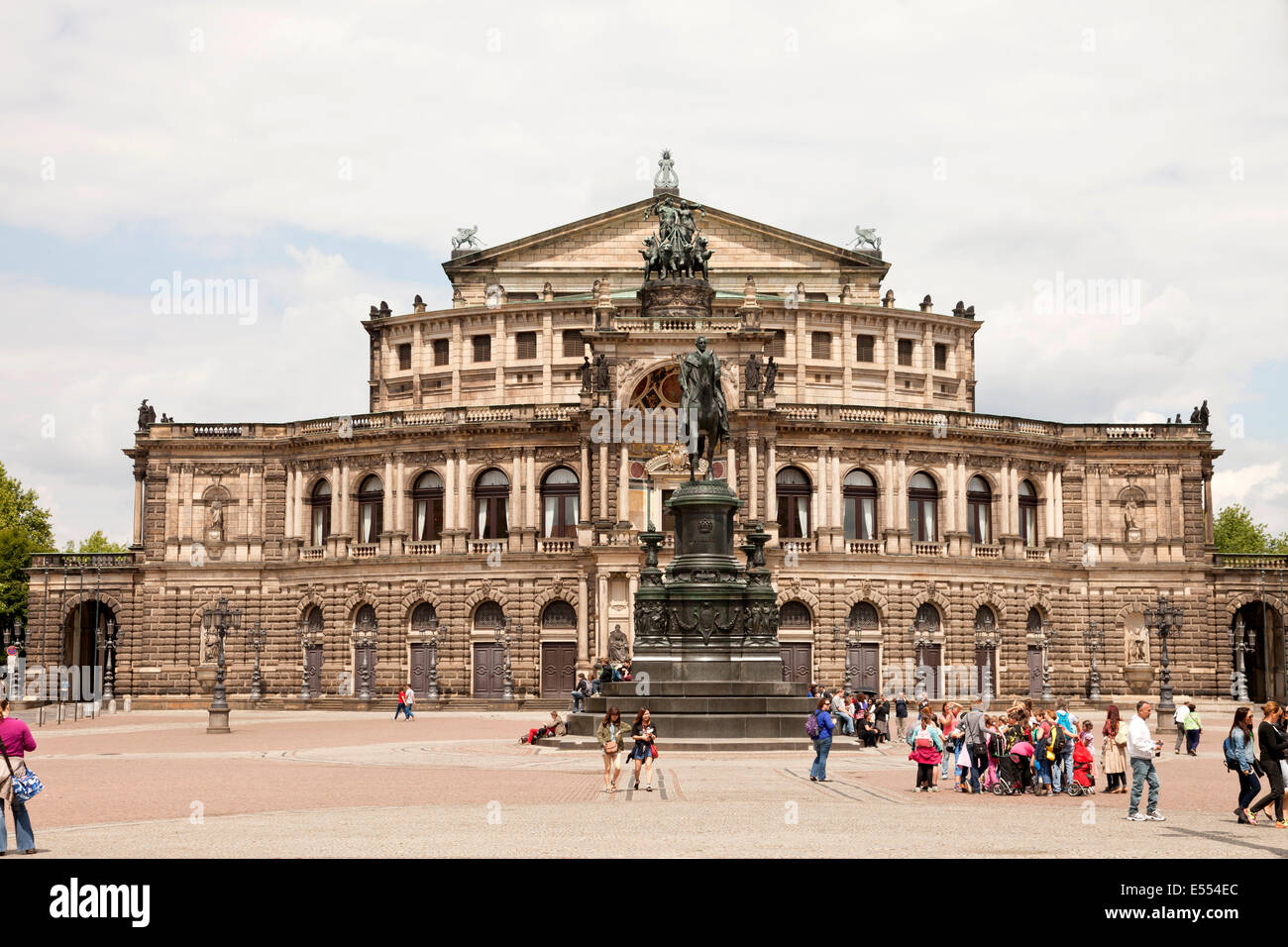 opera house Semperoper and Statue Of King Johann on Theater square in ...