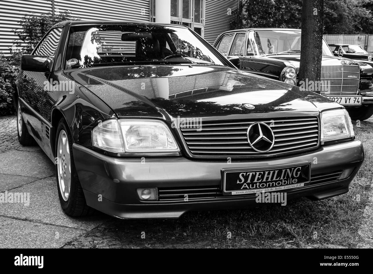 The two-door roadster Mercedes-Benz 300SL (R129). Black and white. 27th ...
