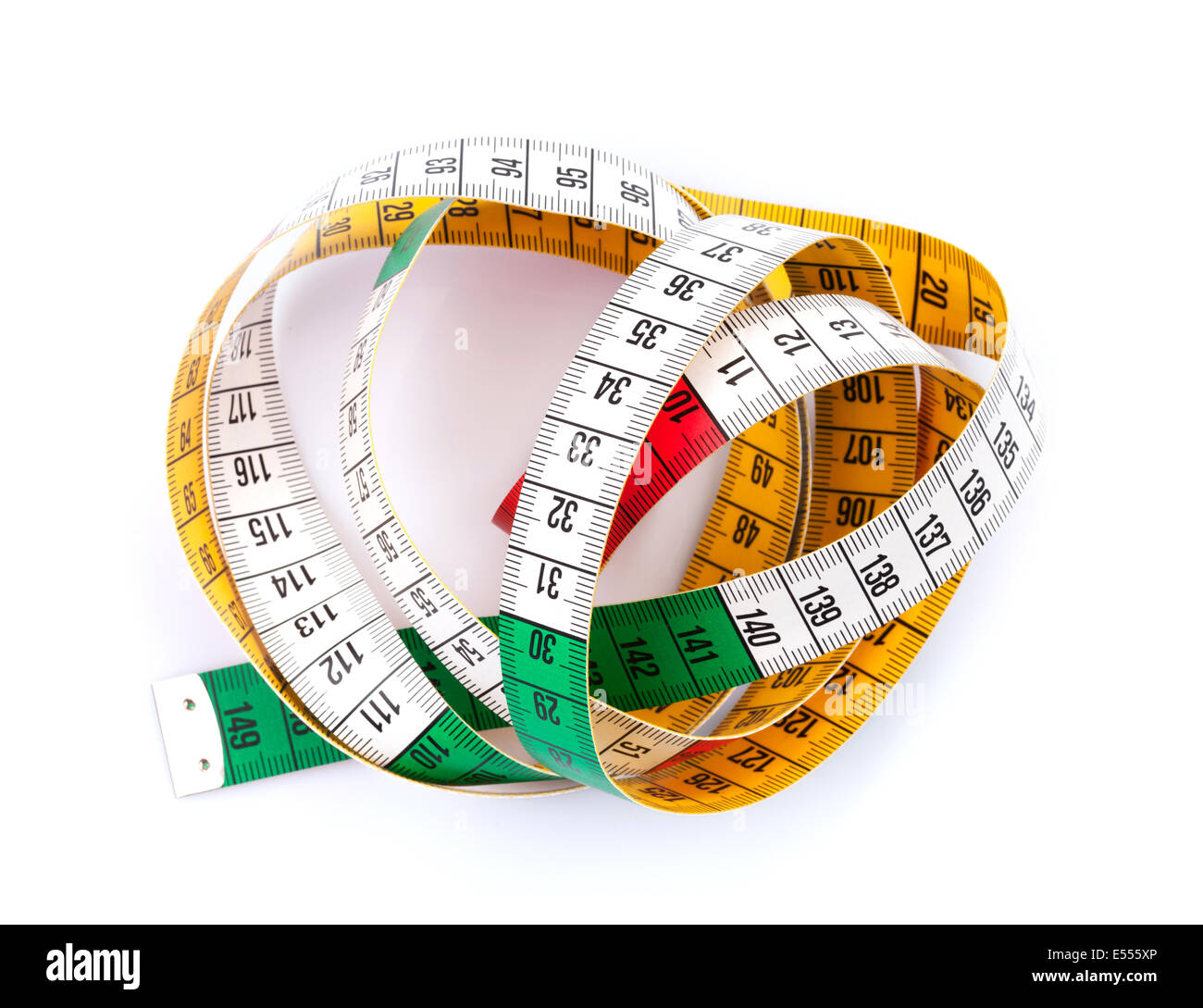 Colorful measure tape. Isolated on white background Stock Photo - Alamy