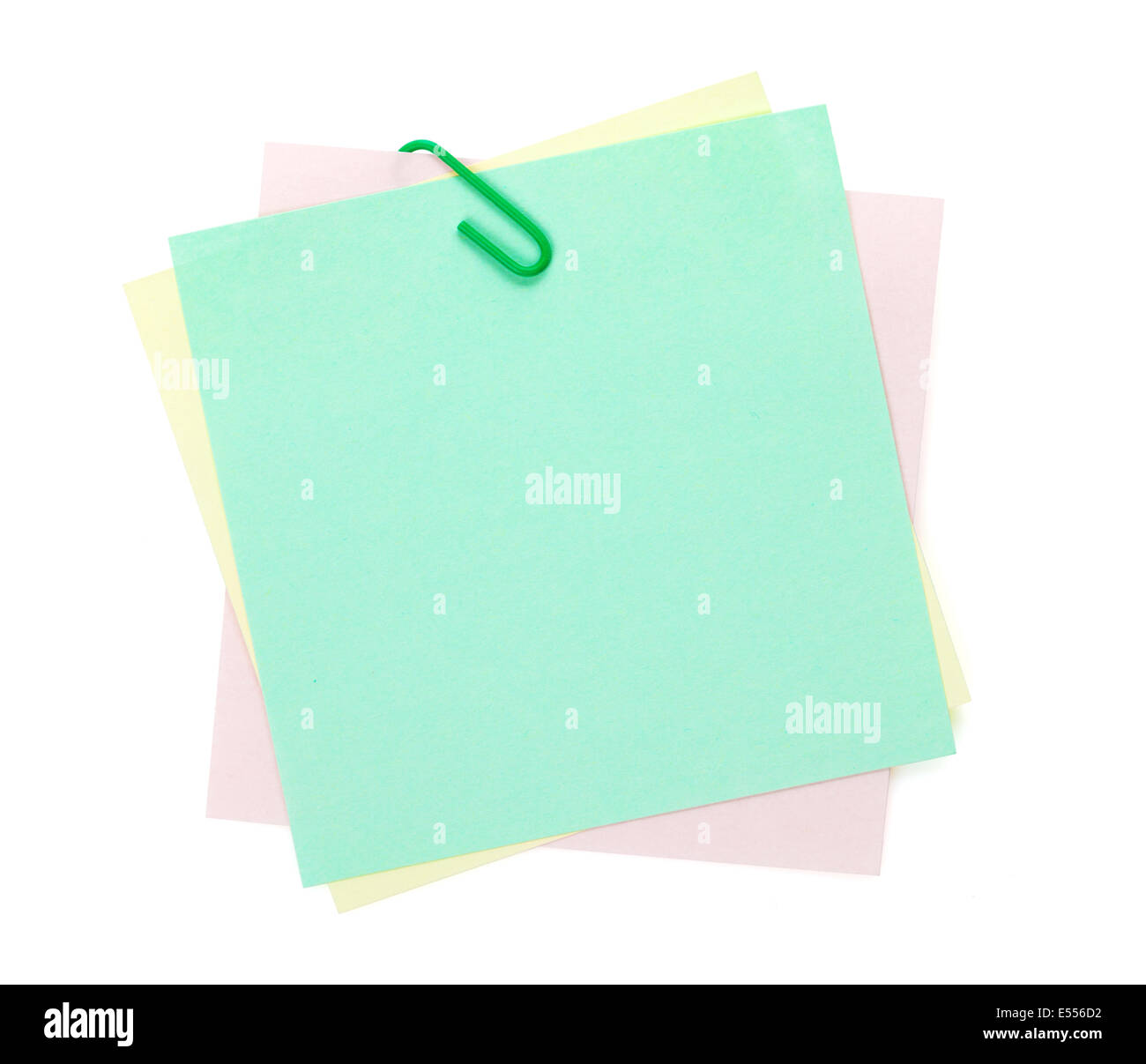 Colorful post-it notes with clip. Isolated on white background Stock ...