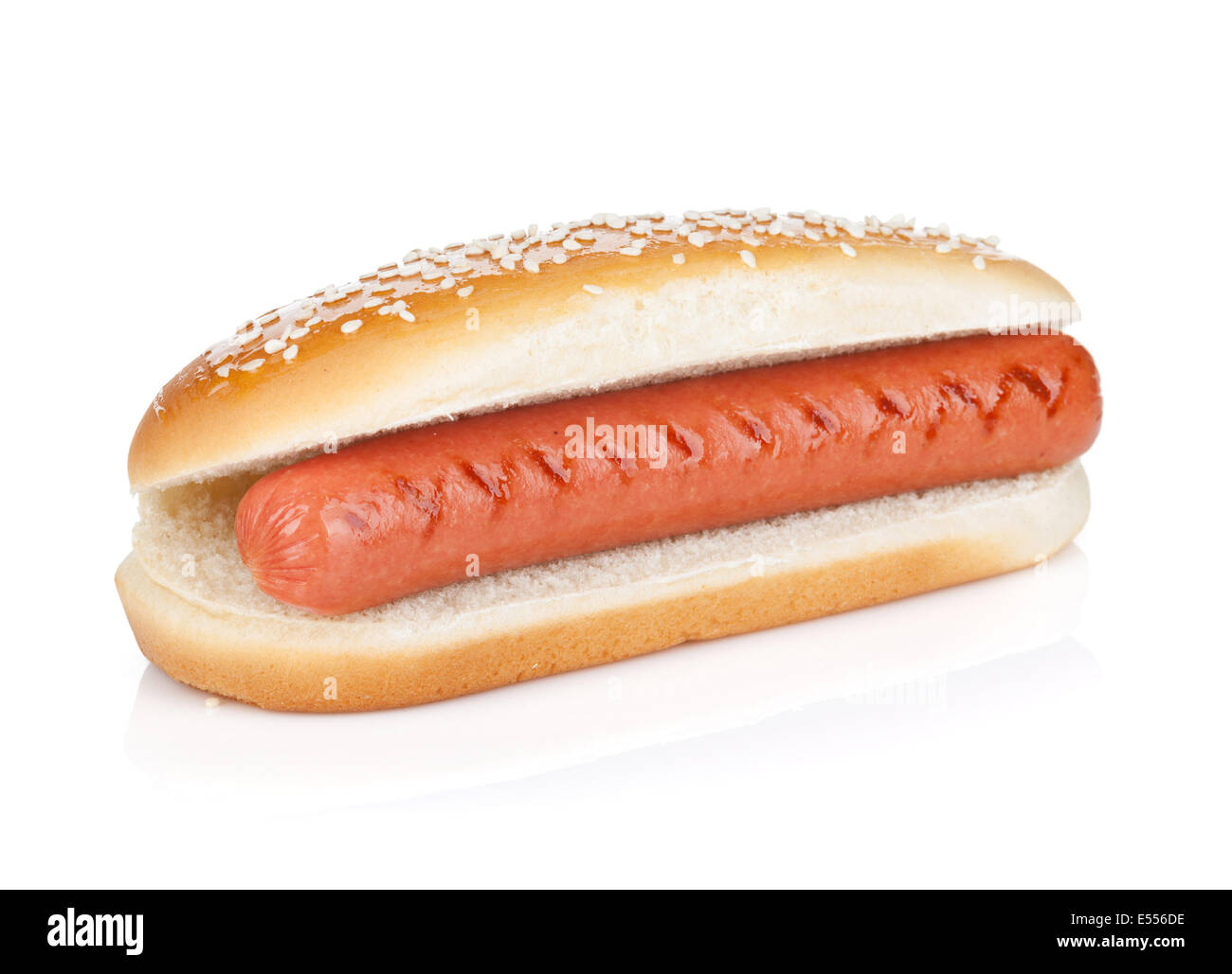 Original hot dog. Isolated on white background Stock Photo - Alamy