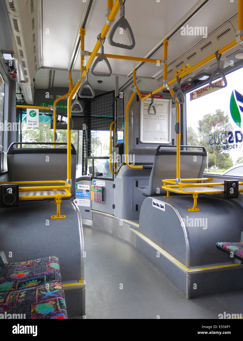 Inside and empty bus in Perth, Western Australia Stock Photo - Alamy