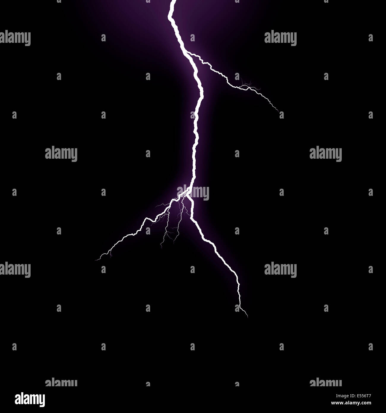 A lightning strike on the black background Stock Photo - Alamy