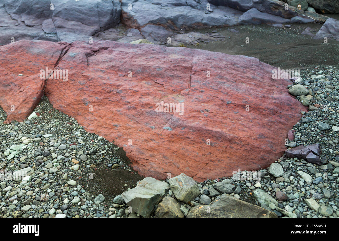 Red volcanic stone formation at at Skaftafell glacier and volcanoes ...