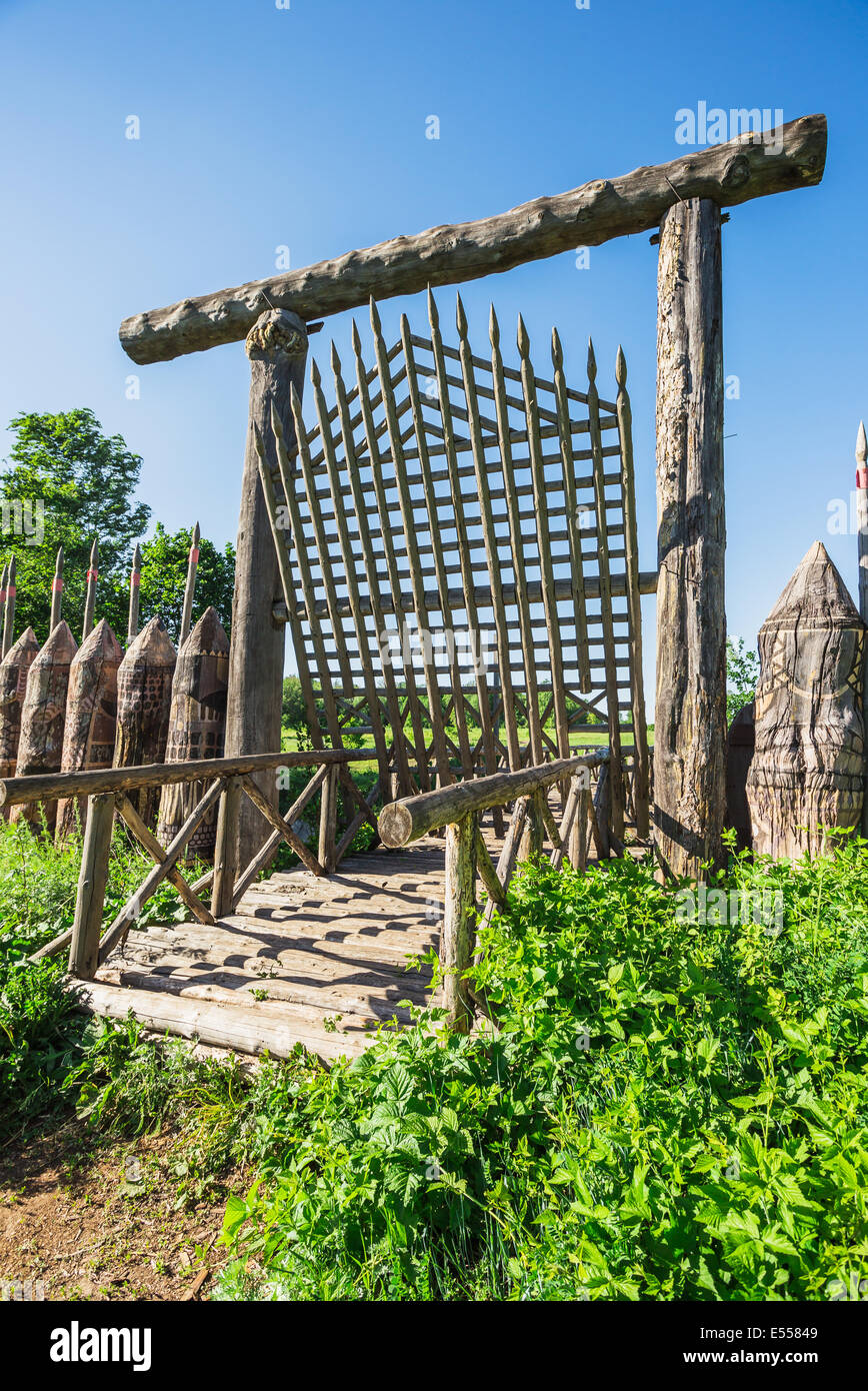 old wooden bridge to the ancient fortress Stock Photo - Alamy