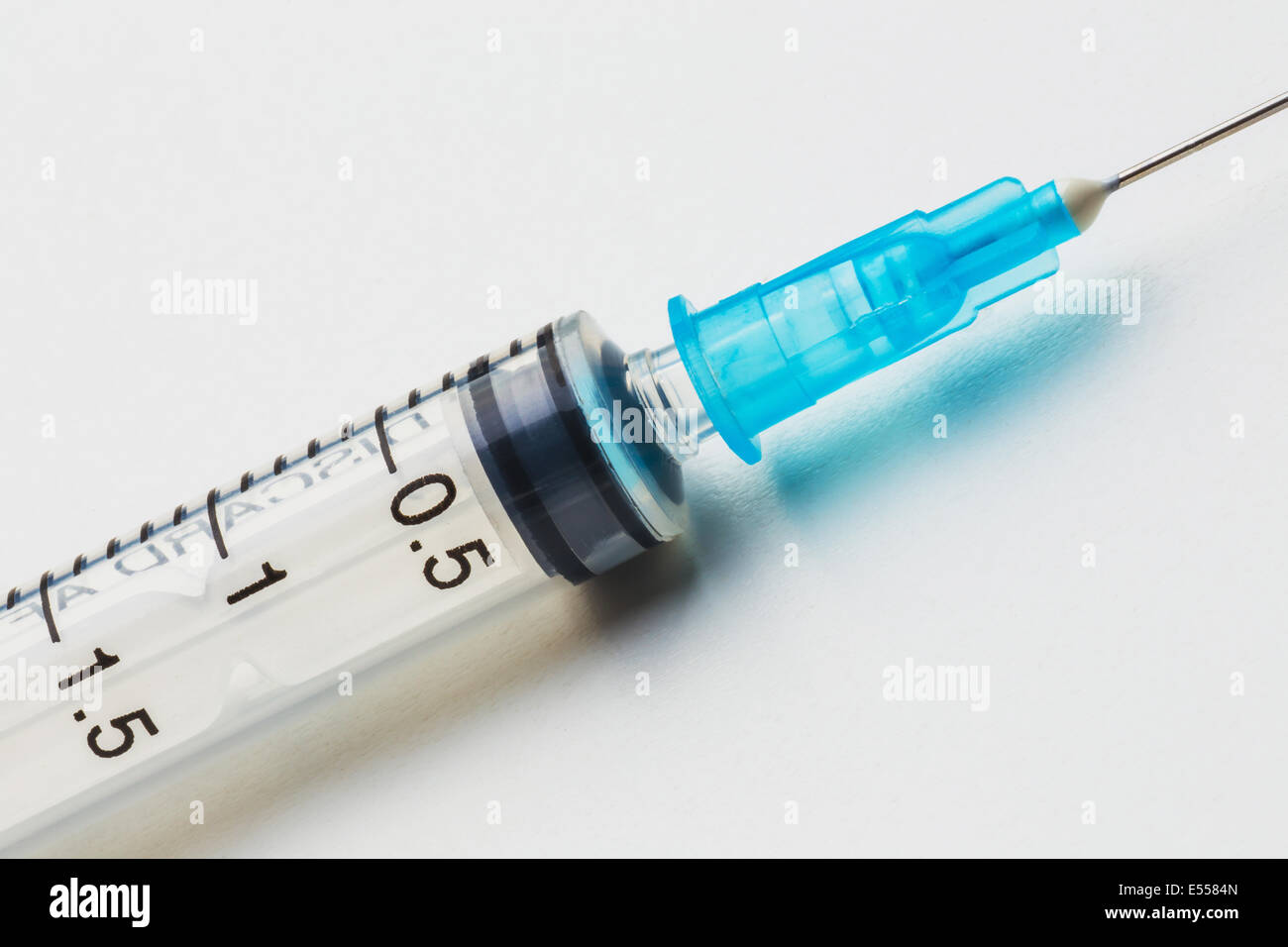 Closeup, Disposable syringe in the row on white background Stock Photo ...