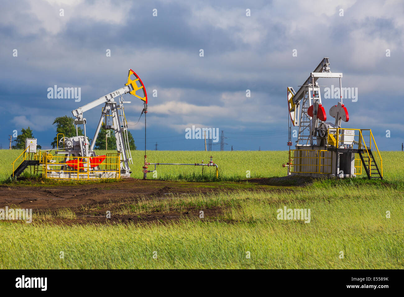 Oil Pump on a background of forest in Russia Stock Photo - Alamy