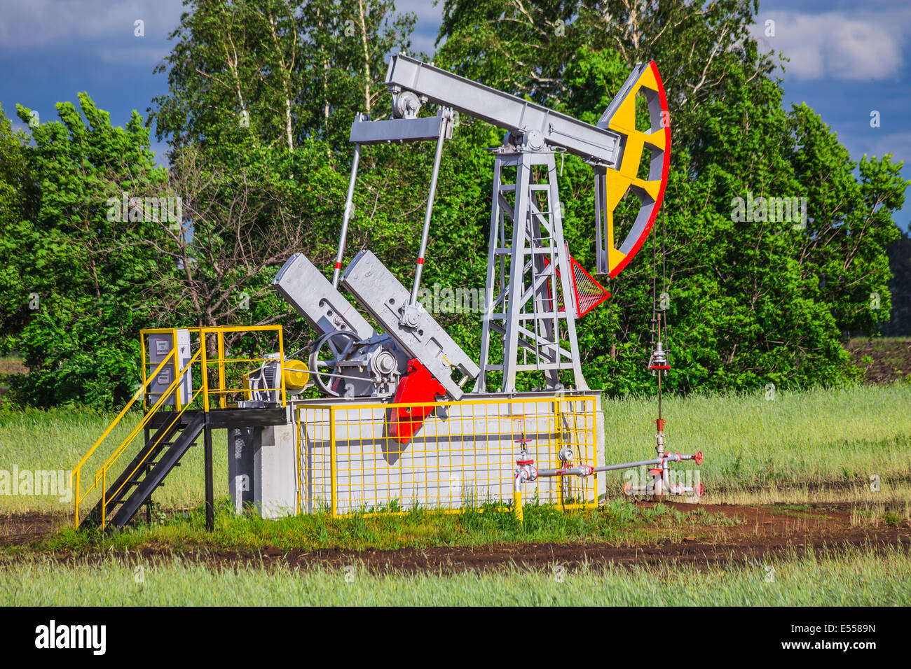 Oil Pump on a background of forest in Russia Stock Photo - Alamy