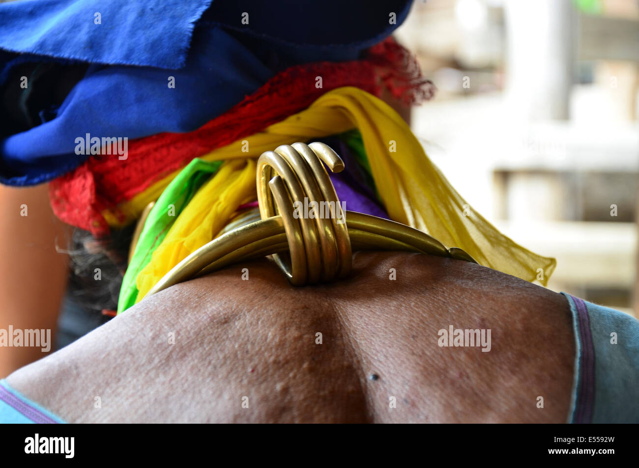 Padaung woman with traditional neck ring, Thailand Stock Photo - Alamy