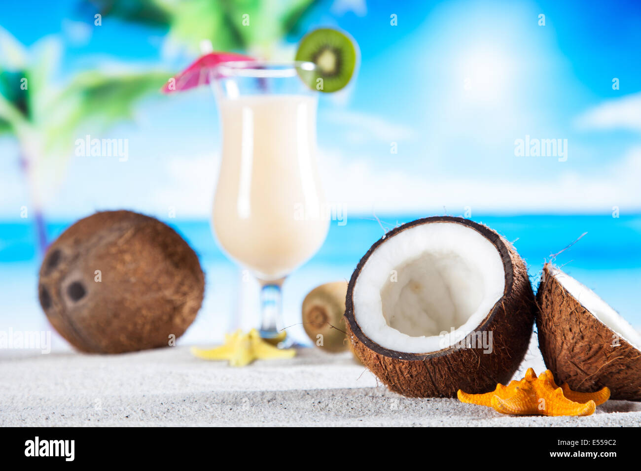 Exotic alcohol drinks set with fruits Stock Photo - Alamy