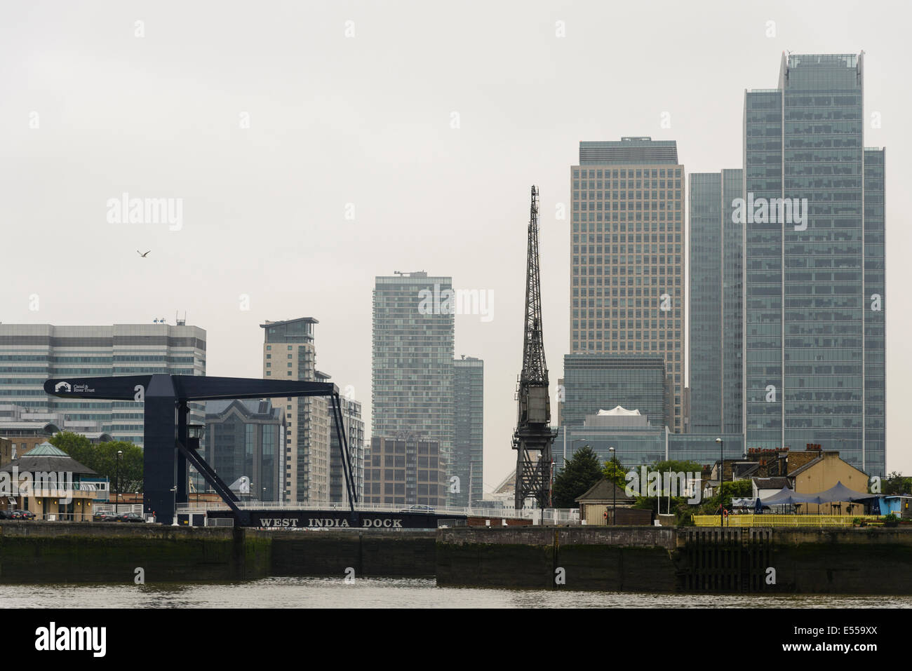 London, UK, 12/07/2014 : West India Dock lock gate and entrance as seen ...