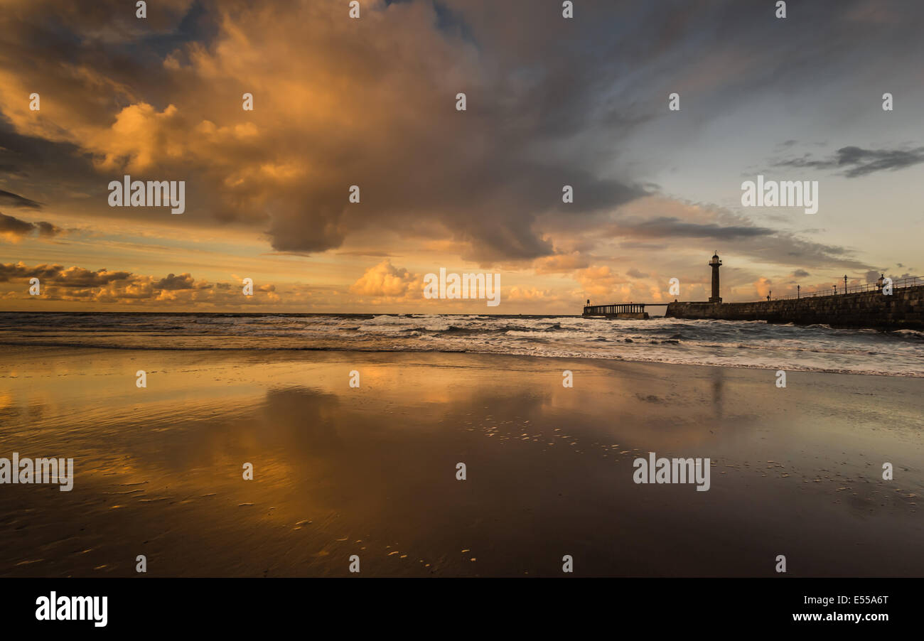 Whitby Pier - Taken on the Whitby beach during a lovely sunset showing ...