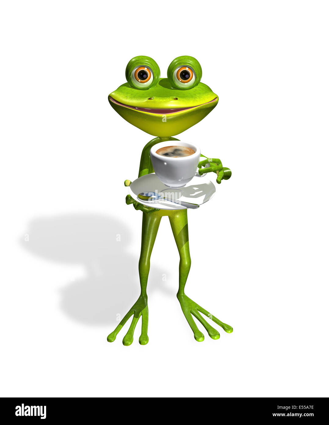 abstract illustration frog with a cup of coffee Stock Photo - Alamy