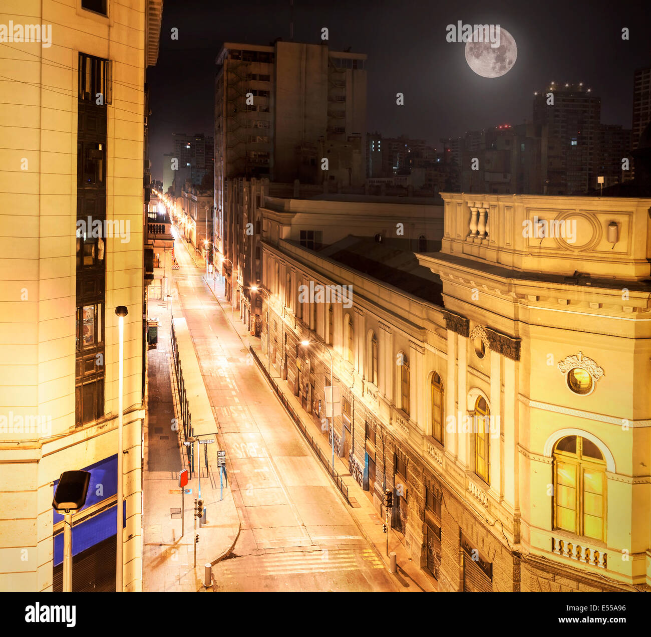 Night view of Santiago de Chile downtown Stock Photo - Alamy