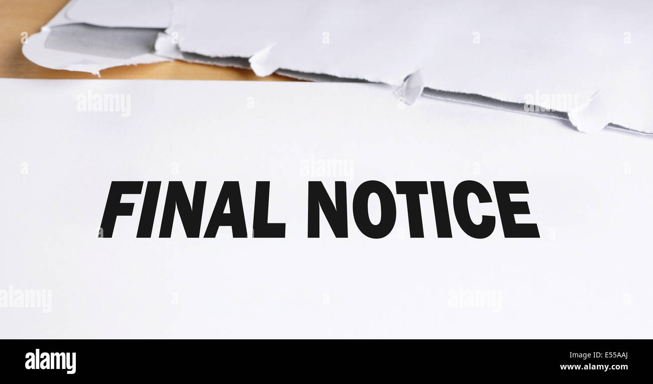 Final notice hi-res stock photography and images - Alamy