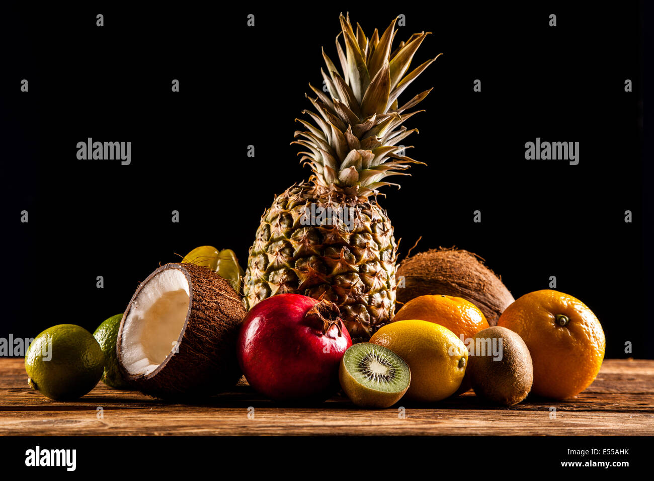 Exotic alcohol drinks set with fruits Stock Photo - Alamy