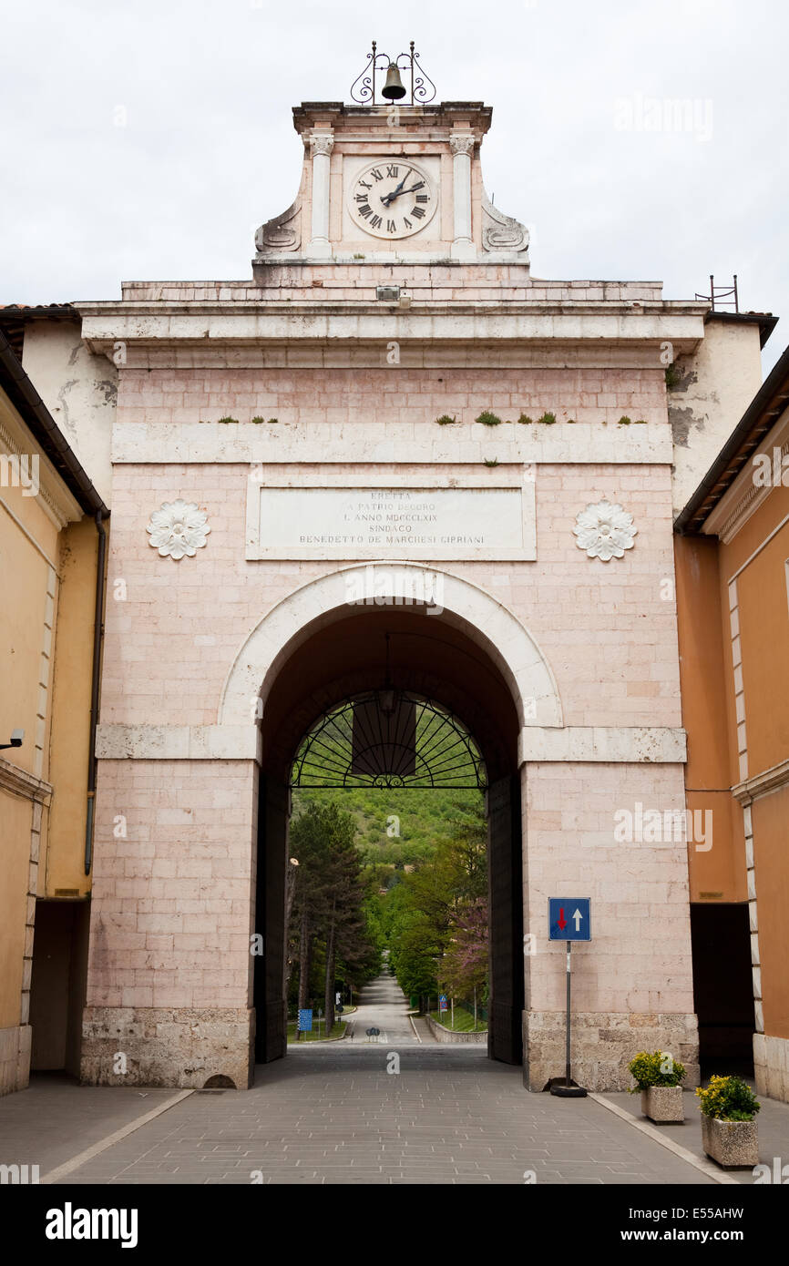 Main gateway into town of Norcia from inside the town, Umbria, Italy ...
