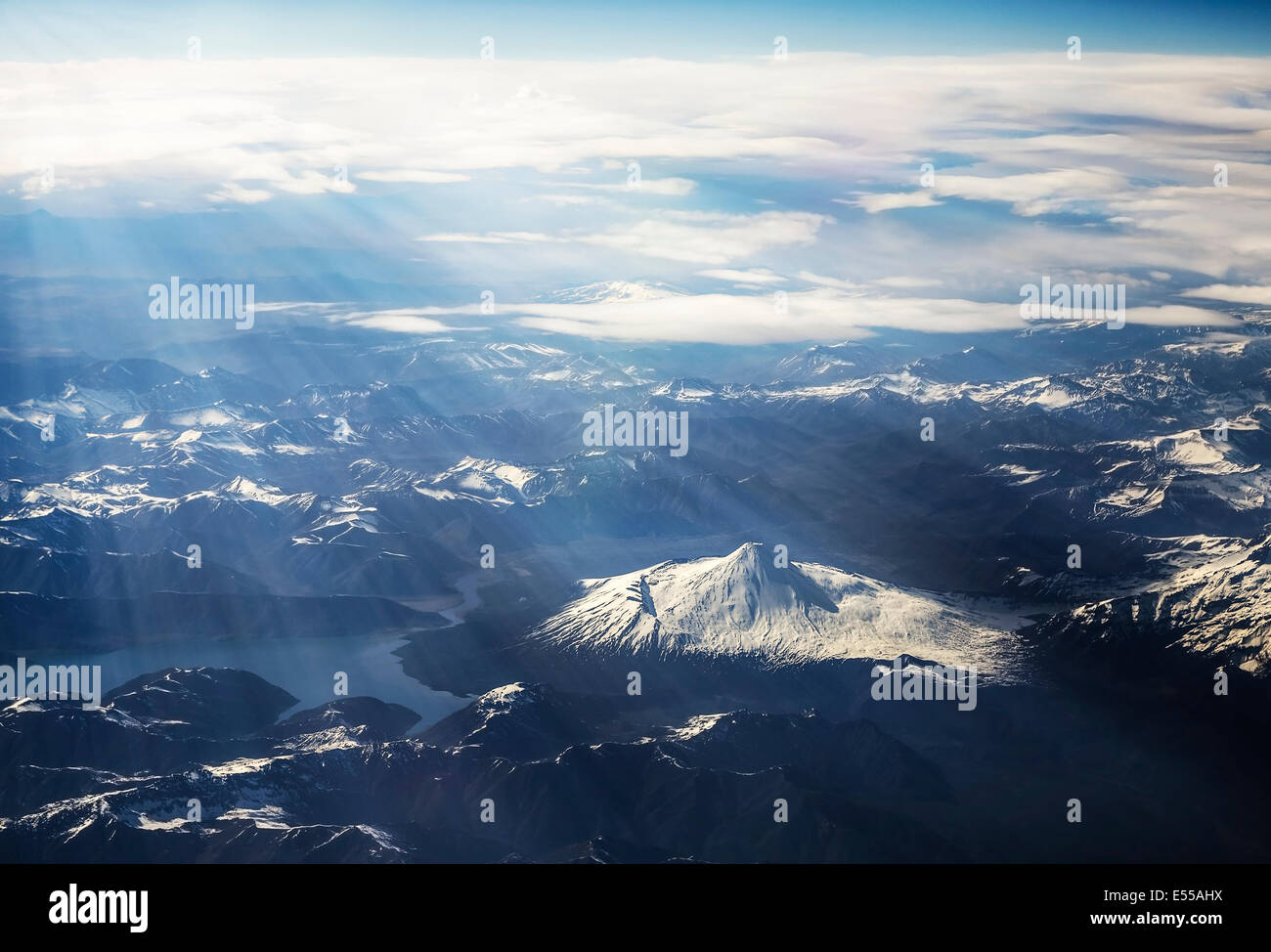 Aerial view of volcano and mountains, Chile Stock Photo - Alamy