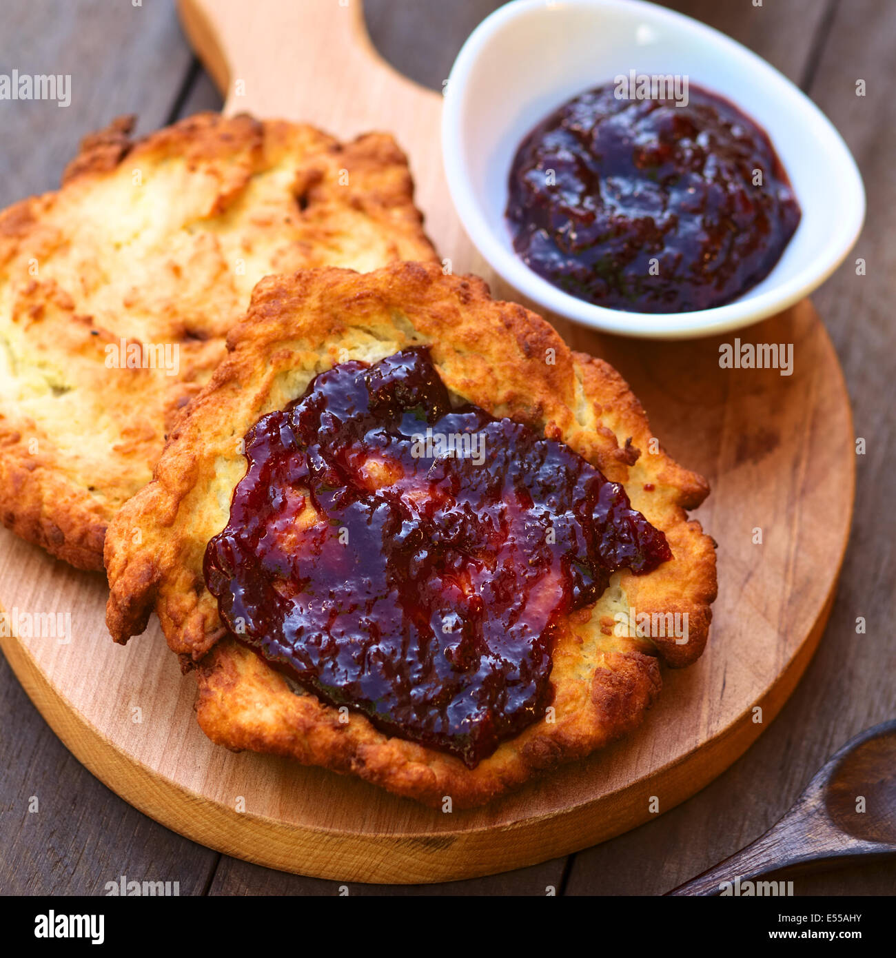 Freshly prepared traditional Hungarian deep fried flat bread called ...