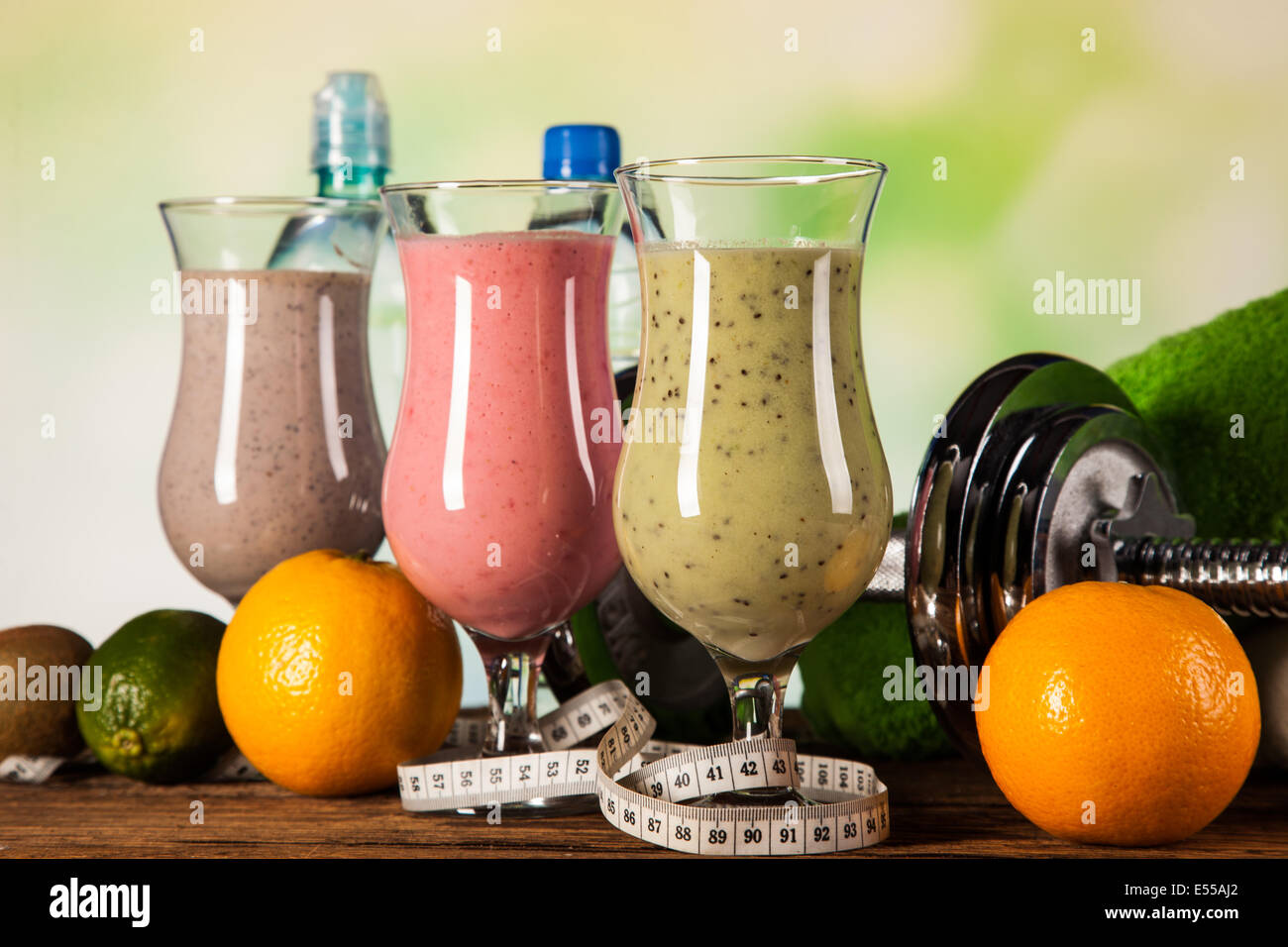 Exotic alcohol drinks set with fruits isolated on white background ...