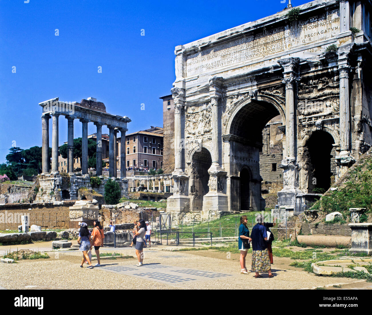 View of the Arch of Septimius Severus and the Temple of Saturn ...