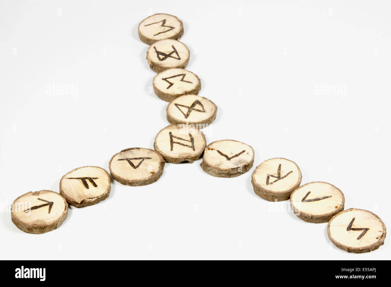 Nordic symbols on display of handmade wooden runes Stock Photo - Alamy