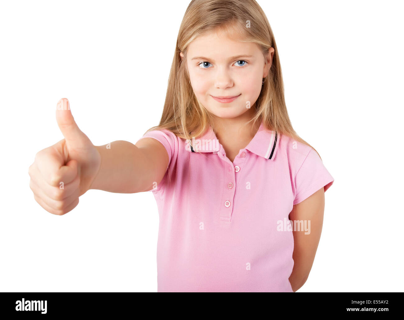 happy child showing thumb up isolated on white Stock Photo - Alamy