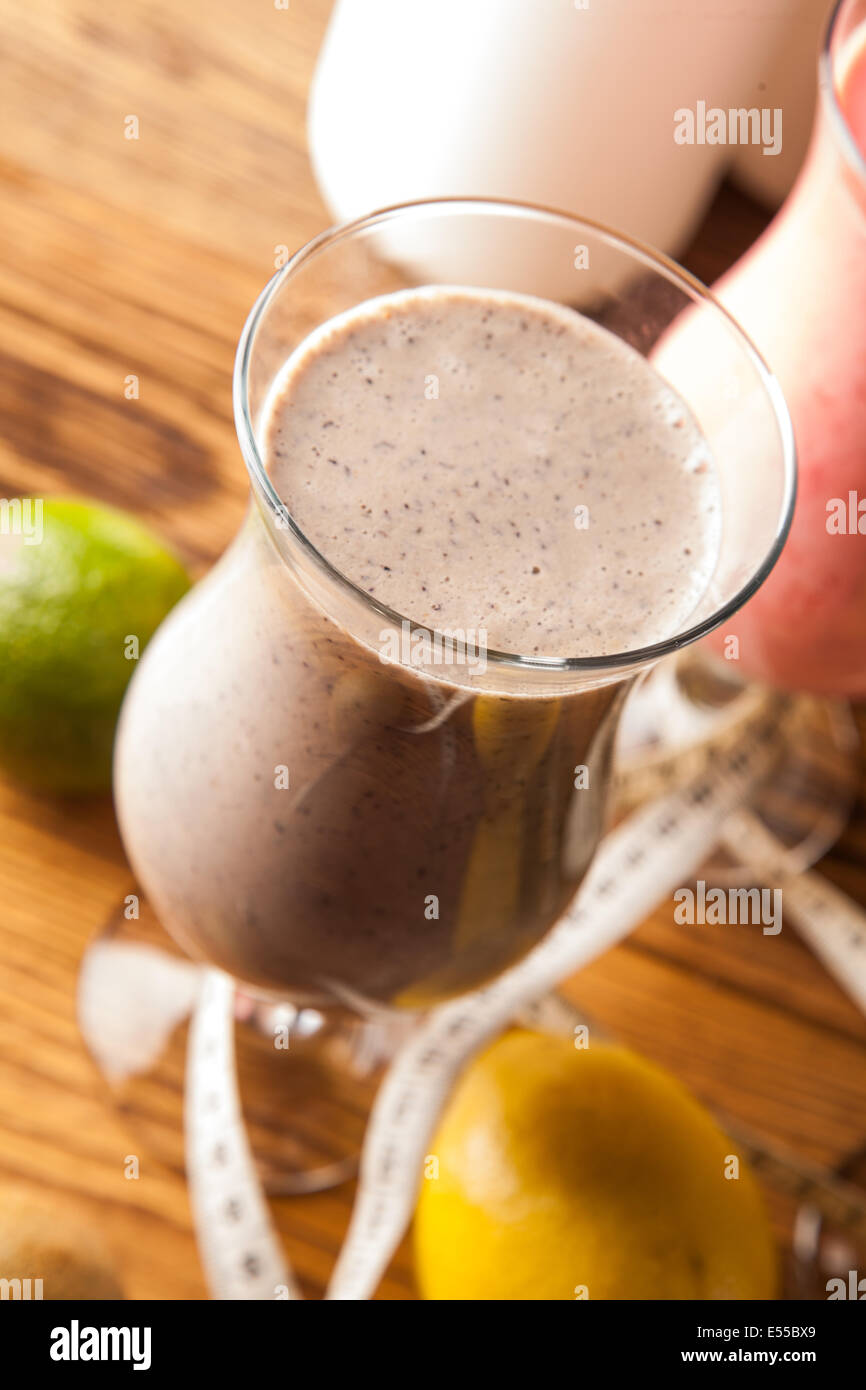 Exotic alcohol drinks set with fruits isolated on white background ...