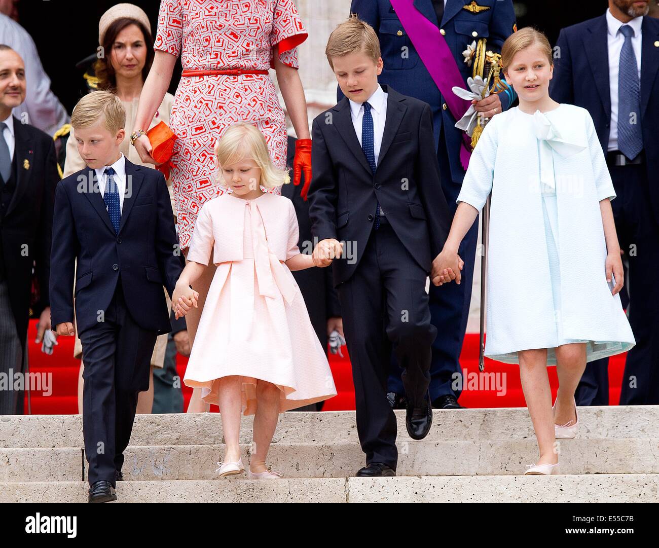 Brussels, Belgium. 21st July, 2014. (L-R) Prince Emmanuel, Princess ...
