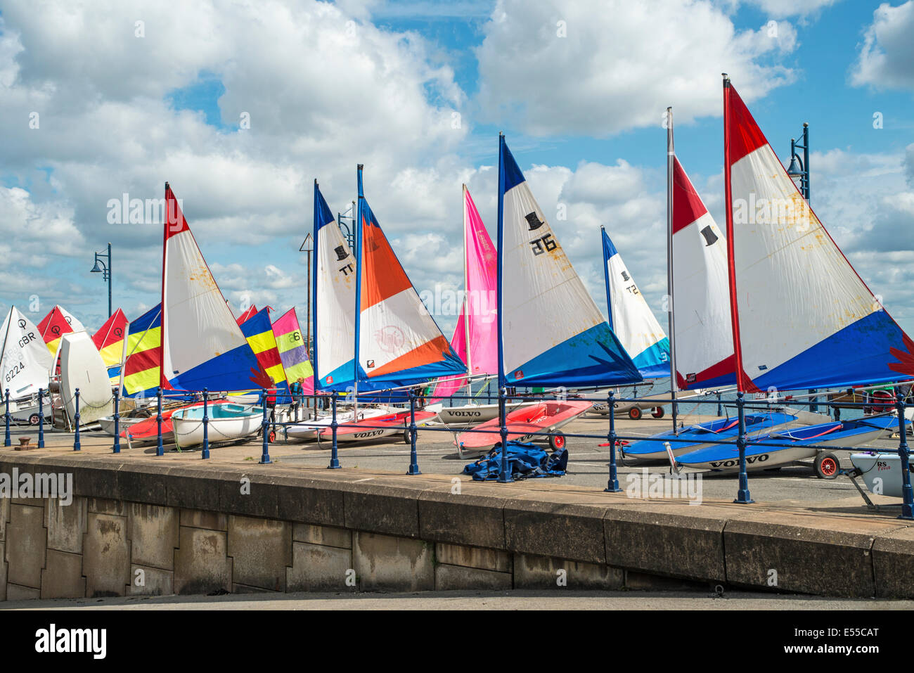 Colourful Sails on the Mumbles Seafront, Swansea, on a bright, sunny ...