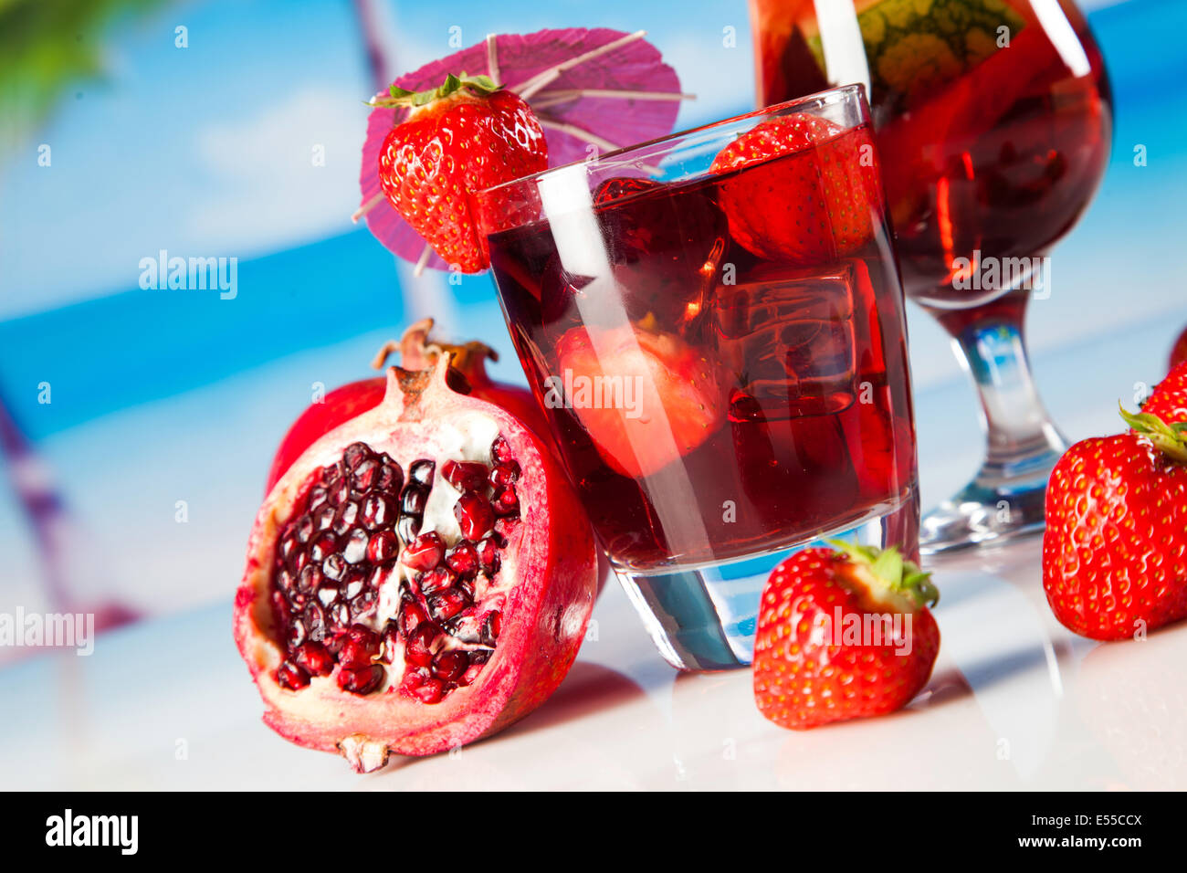 Exotic alcohol drinks set with fruits Stock Photo - Alamy
