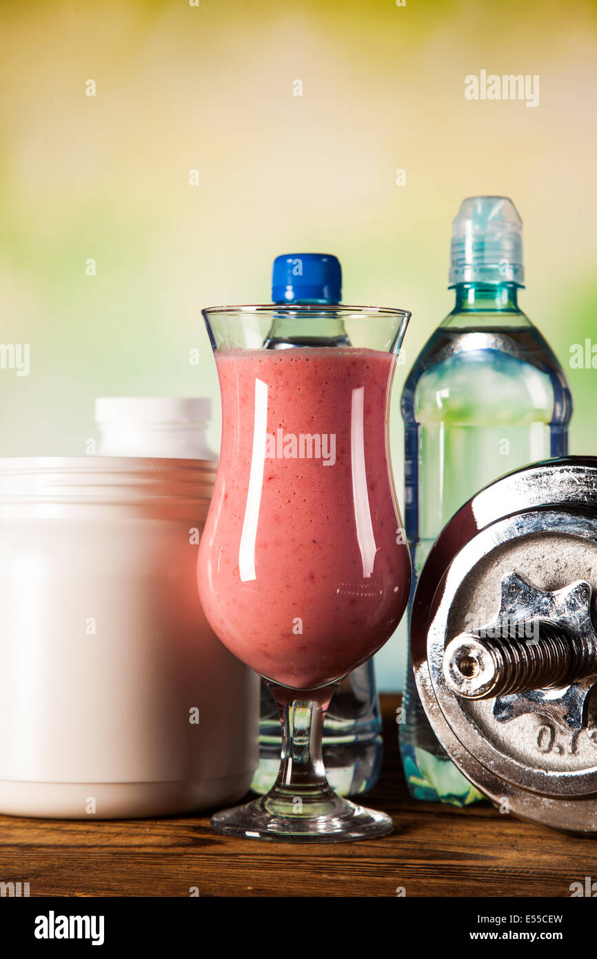 Exotic alcohol drinks set with fruits isolated on white background ...