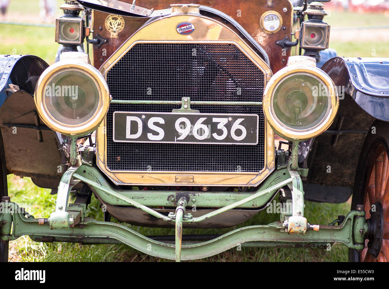 Radiator and head lamps on old Willys Overland car Stock Photo - Alamy