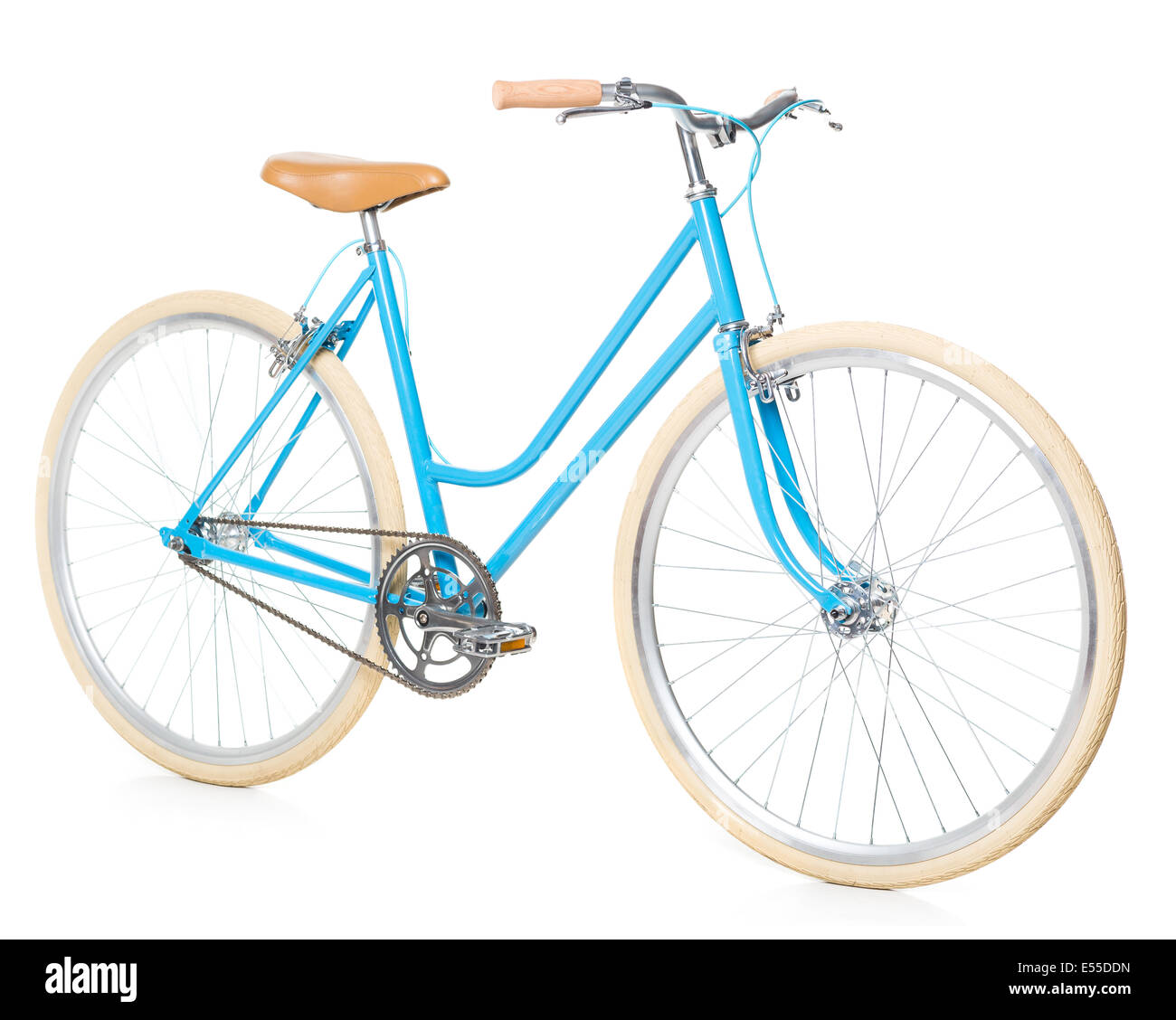 Stylish womens blue bicycle isolated on white background Stock Photo ...