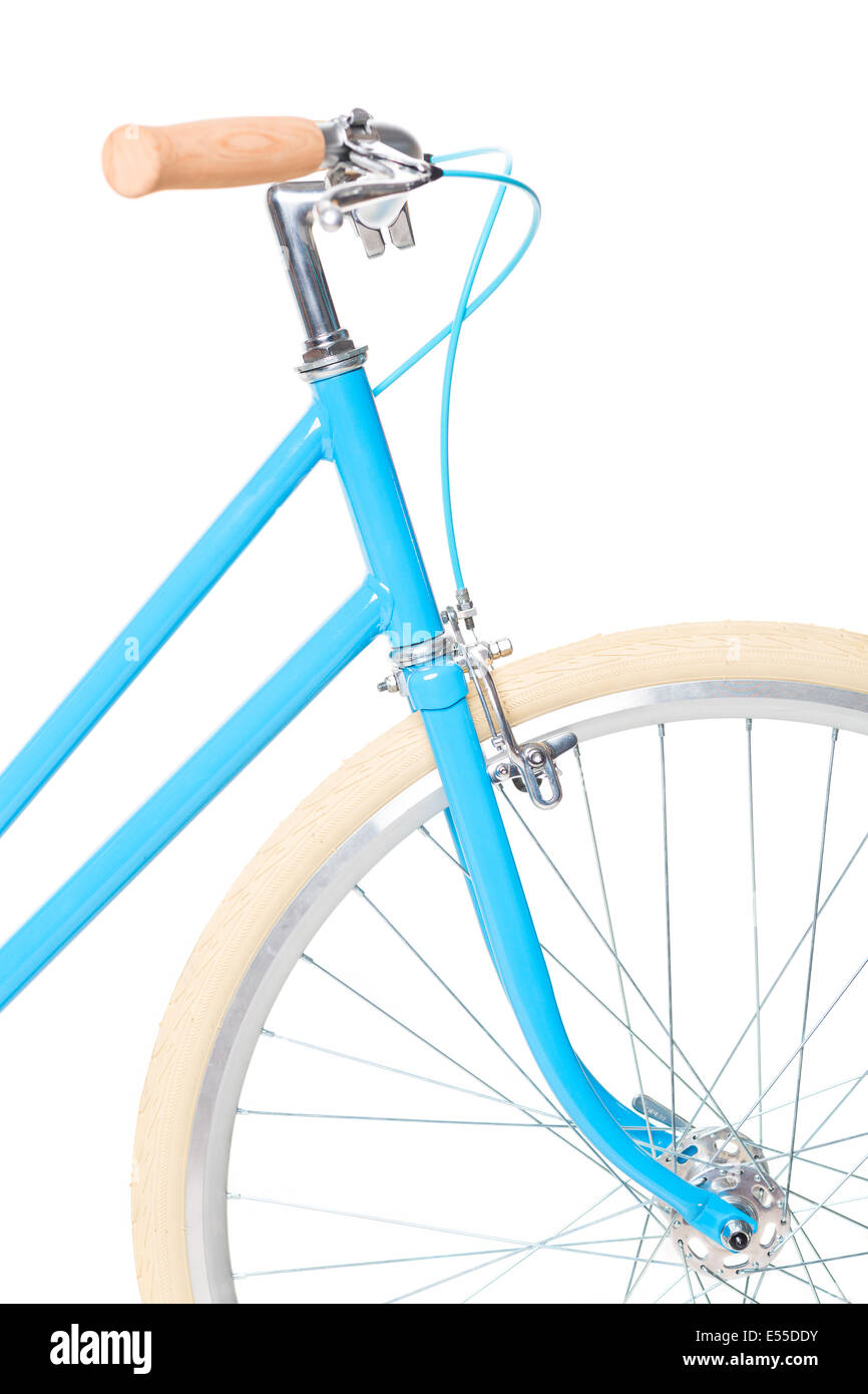 Stylish womens blue bicycle isolated on white background Stock Photo ...