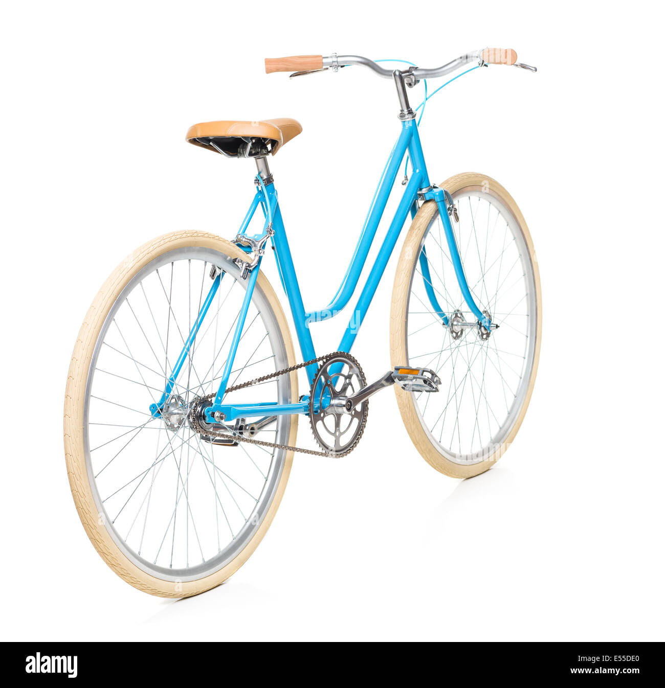 Stylish womens blue bicycle isolated on white background Stock Photo ...