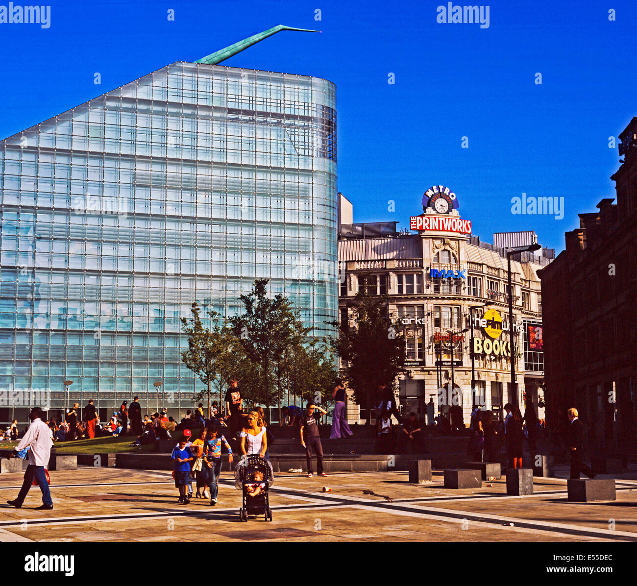 View of the Manchester Millennium Quarter showing the Urbis, Manchester ...