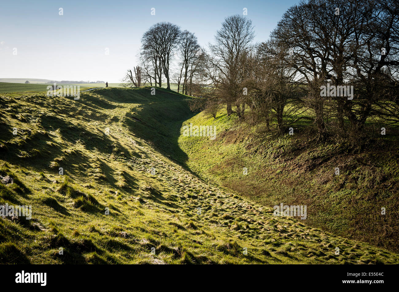 Avebury showing section of the circular ditch with tufted terrain Stock ...